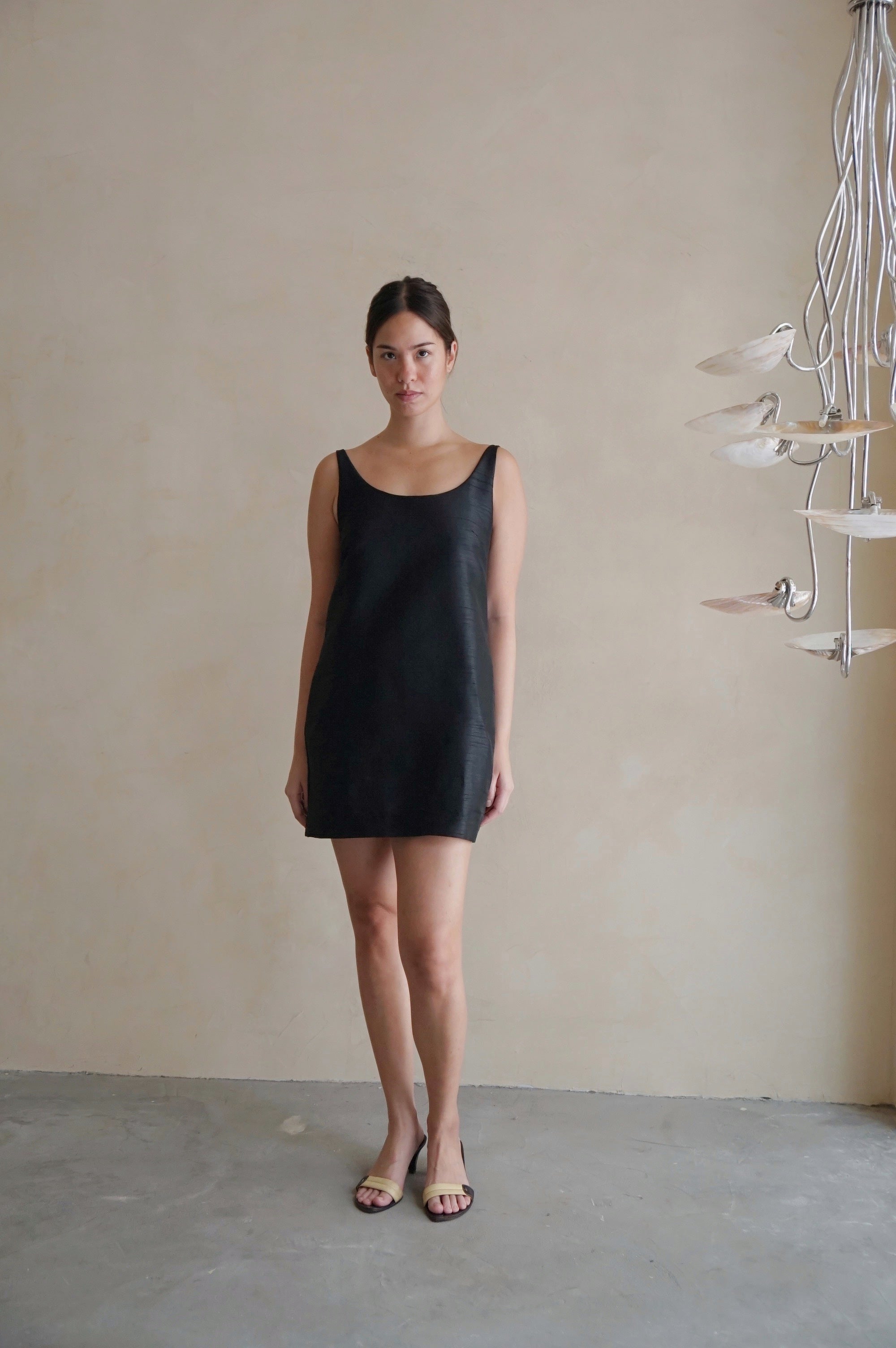 Alba Mini Dress Black Piña Taffeta – Áraw